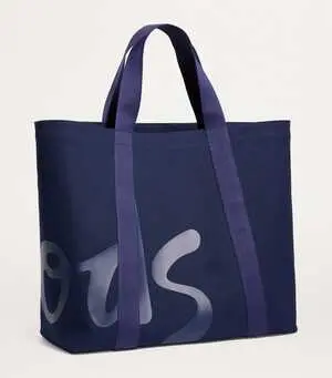 Harrods Large Cotton Logo Tote Bag - Navy