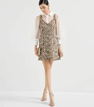 Brunello Cucinelli Chevron Sequinned Mini Dress