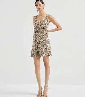 Brunello Cucinelli Chevron Sequinned Mini Dress