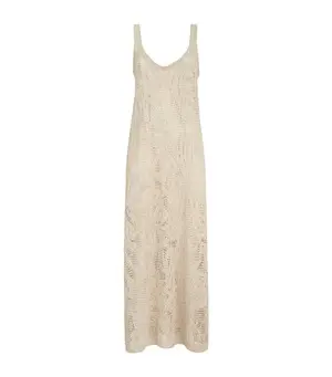 Brunello Cucinelli Lace Knit Maxi Dress - Beige