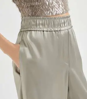 Brunello Cucinelli Silk-blend Satin Track Trousers