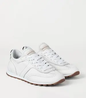 Brunello Cucinelli Grained Leather Running Sneakers - Yellow