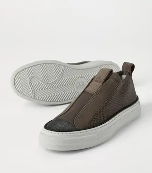 Brunello Cucinelli Knitted Suede-trimmed Sneakers