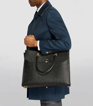 Thom Browne Large Leather Tote Bag