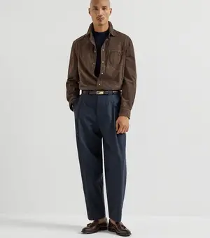 Brunello Cucinelli Suede Shirt - Brown