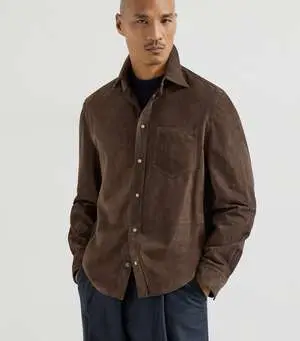 Brunello Cucinelli Suede Shirt - Brown