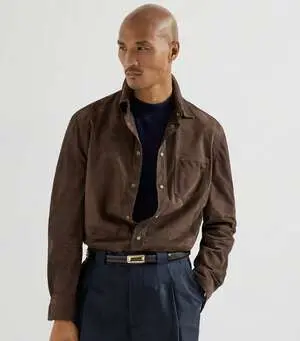 Brunello Cucinelli Suede Shirt - Brown