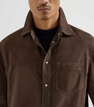 Brunello Cucinelli Suede Shirt - Brown