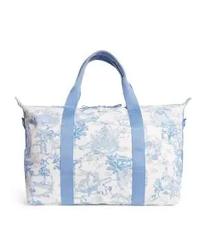 Harrods Toile Overnight Packable Bag And Pouch Set Blue