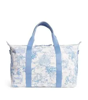 Harrods Toile Overnight Packable Bag And Pouch Set - Blue