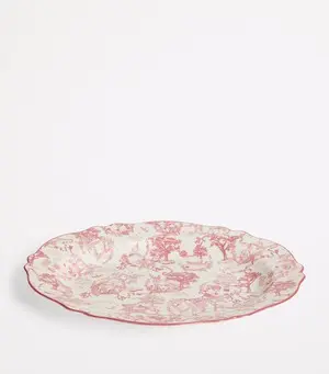 Harrods Bone China Toile Platter - Pink
