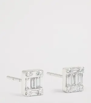Harrods Diamond Stud Earrings In 18-karat Gold