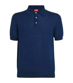 Isaia Cashmere-silk Knit Polo Shirt - Blue