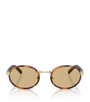 Prada Oval Sunglasses With Tortoiseshell Effect - Brown