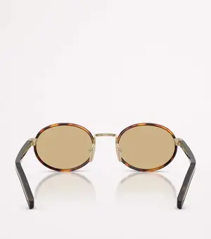 Prada Oval Sunglasses With Tortoiseshell Effect - Brown