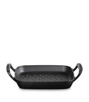LE CREUSET Cast Iron Outdoor Collection Square Grilling Basket - Black