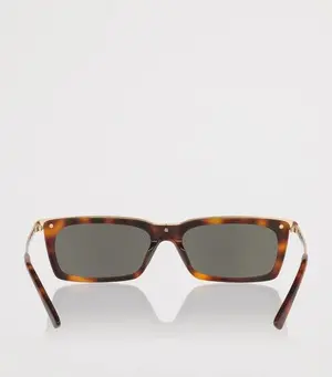 Saint Laurent Tortoiseshell Rectangle Full Rim Sunglasses