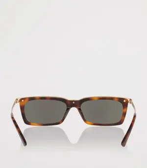 Saint Laurent Tortoiseshell Rectangle Full Rim Sunglasses