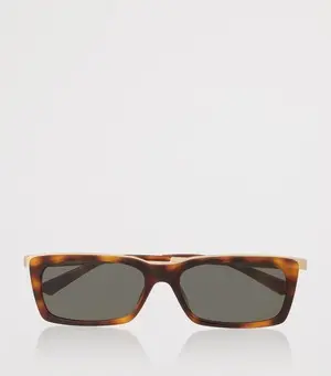 Saint Laurent Tortoiseshell Rectangle Full Rim Sunglasses