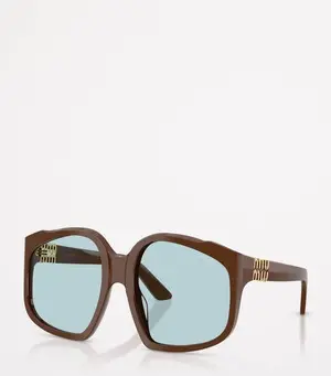 Miu Miu Acetate Oversized Sunglasses - Brown