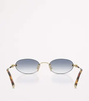 Miu Miu Oval Metal Sunglasses - Gold