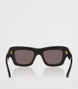 Bottega Veneta Rectangular Full Rim Acetate Sunglasses - Black