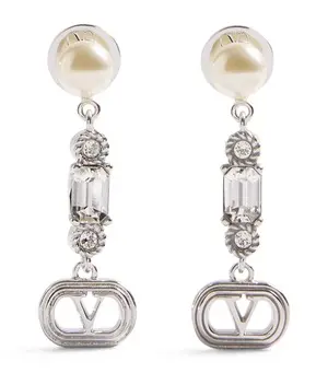 Valentino Garavani Crystal Ovalette Earrings - Silver