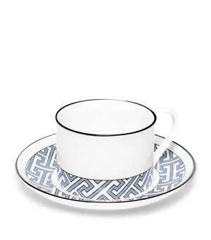 O.W.LONDON Maze Teacup And Saucer - Blue