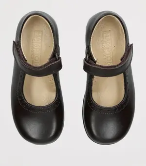 Trotters Leather Emma School Shoes With Velcro Fastening - Brown