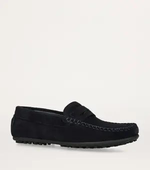 PAPOUELLI Suede Loafers - Navy