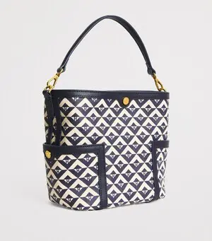 Harrods Coated Canvas Geometric Bucket Bag