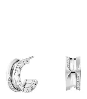 BVLGARI B.zero1 18-karat White Gold And Diamond Earrings - Silver