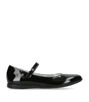 PAPOUELLI Patent Leather Evie Mary Jane Flats - Black