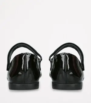 PAPOUELLI Patent Leather Evie Mary Jane Flats - Black