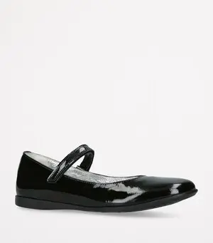 PAPOUELLI Patent Leather Evie Mary Jane Flats - Black
