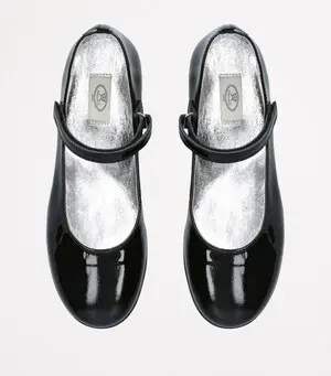 PAPOUELLI Patent Leather Evie Mary Jane Flats - Black