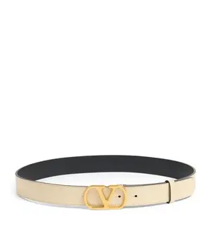 Valentino Garavani Valentino Garavani VLogo Signature Leather Belt Ivory