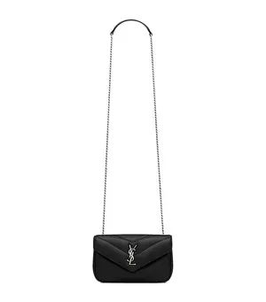 Saint Laurent Mini Matelassé Loulou Shoulder Bag - Black