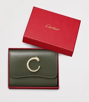 Cartier Mini Leather Panthère De Wallet - Green