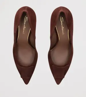 Santoni Suede Sibille Pumps 85 - Brown