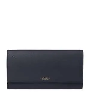 Smythson Leather Marshall Travel Wallet - Blue