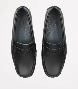 PAPOUELLI Leather Felix Loafers - Navy