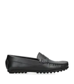 PAPOUELLI Leather Felix Loafers - Navy
