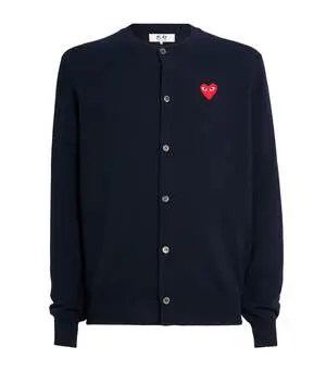 Play Comme Des Garcon Wool Heart Cardigan - Navy
