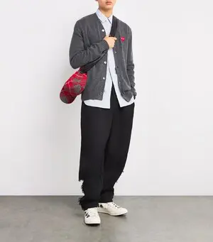 Play Comme Des Garcon Wool Heart Cardigan