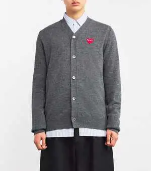 Play Comme Des Garcon Wool Heart Cardigan