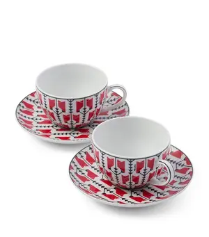 Prada Porcelain Cappuccino Cup And Saucer - Red