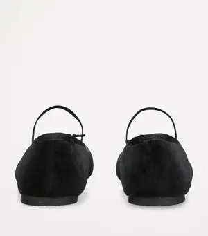 PAPOUELLI Velvet Callie Ballet Flats With Bow Detail
