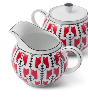 Prada Porcelain Vienna Arrows Creamer Jug And Sugar Pot Set - Red