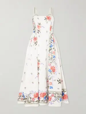 Erdem Embroidered Pleated Cotton-faille Midi Dress - White